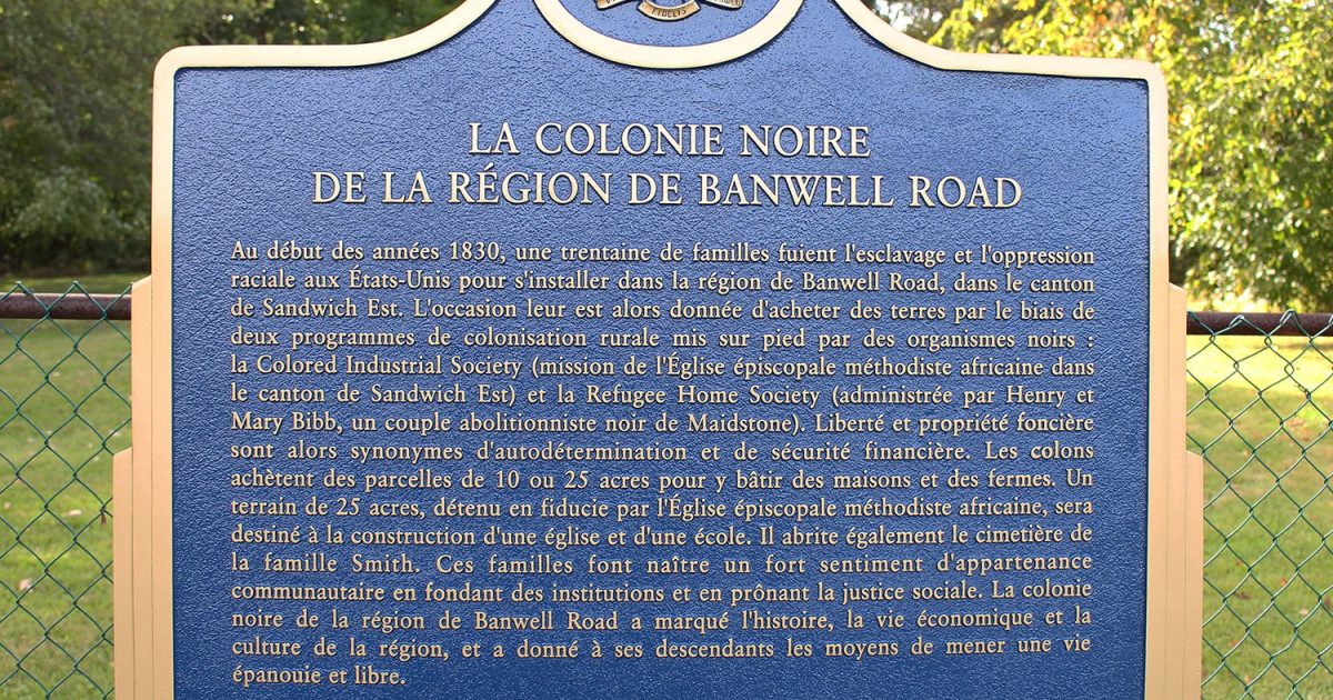 Ontario Heritage Trust | Colonie noire de la région de Banwell Road, la